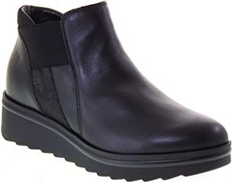 Agor&agrave; Agora 47003 Bottines d&eacute;contract&eacute;es femme cuir noir talon compens&eacute; 4 cm semelle caoutchouc, Noir, 39 EU