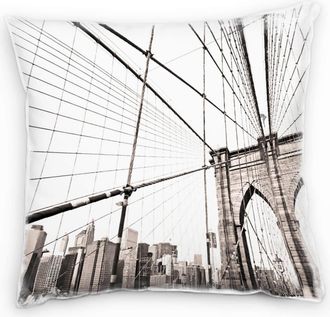 Paul Sinus Art City, Sepia, Brooklyn Brücke, New York Deko Kissen 40x40cm für Couch Sofa Lounge Zierkissen - Dekoration zum Wohlfühlen