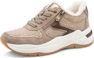Marco Tozzi Marco Tozzi Damen Sneaker flach mit Lederanteil Gefüttert, Braun (Taupe Comb), 39 EU