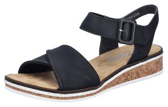 Rieker Sandalette RIEKER, Damen, Gr. 36, schwarz, Lederimitat, unifarben, Schuhe Sandalette, Keilsandale, Sommerschuh, Urlaubsschuh mit Klettriemchen, Topsel