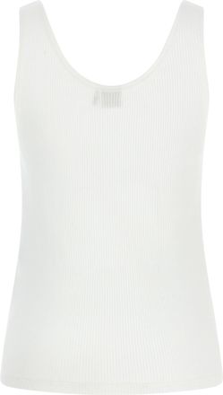 Chlo&eacute; Logo-Embroidered Ribbed Cotton Tank Top - White