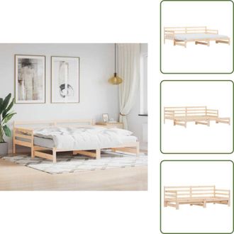 vidaXL The Living Store - Tagesbett Ausziehbar 90x200 cm Massivholz Kiefer - Kiefernholzbette - Schlafsofas - Tagesbetten - G&auml;stebett - Holzbett