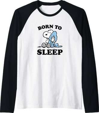 Peanuts Snoopy Born to Sleep Schwarz Raglan Shirt S