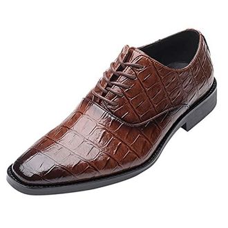 Generic Chaussures d&eacute;contract&eacute;es en cuir pour homme - Antid&eacute;rapantes - Chaussures de marche &agrave; bout pointu - Style r&eacute;tro - Imprim&eacute; crocodile - Chaussures de f&ecirc;