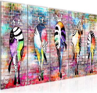 Runa Art Bild Zebra Wandbilder auf Vlies Leinwand 5 Teilig Wanddekoration Wohnzimmer Schlafzimmer 034056a