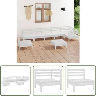 Les Tendances The Living Store 8-tlg. Garten-Lounge-Set Massivholz Kiefer Wei&szlig; - Outdoor Lounge Set - Gartenm&ouml;bel - Kiefernholzm&ouml;bel - Gartenm&ouml;bel-Set
