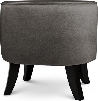 MG Design Ovaler Samt-Hocker 42 x 52 cm in Grau mit Holzbeinen - Gepolsterter Fu&szlig;hocker f&uuml;r Wohnzimmer oder Schlafzimmer