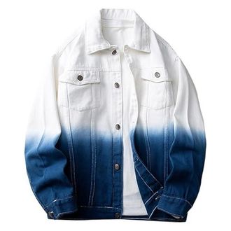 Generic Veste en jean homme &agrave; manches longues, boutonn&eacute;e, style trucker, bleue, taille XX Large. Id&eacute;ale au quotidien