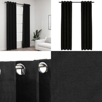 vidaXL Verdunkelungsvorh&auml;nge Leinenoptik 2 Stk. Anthrazit 140x225 cm - Verdunkelungsvorh&auml;nge - Leinenlook - Wohnraumgestaltung - Vorh&auml;nge Anthrazit