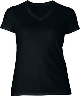 Generic Tunique Noir Femmes &Eacute;t&eacute; Tops Casual Manches Courtes T-shirts Ample Couleur Unie Col V Femme T-shirt Manches Courtes Haut Blanc, Noir, M