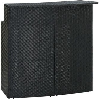 vidaXL Garten-Bartisch Schwarz 120x55x110 cm Poly Rattan - Vidaxl