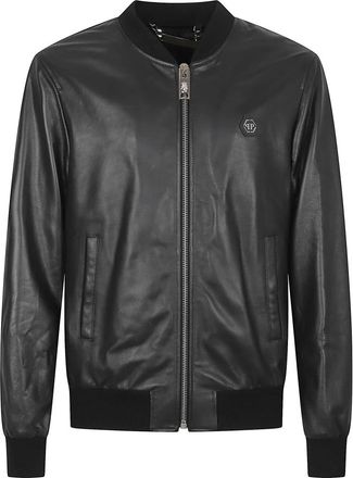 Philipp Plein Homme, Vestes, Noir, Taille: M Billy Leather Bomber Jacket