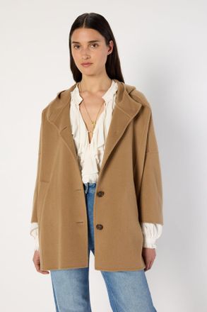 Gerard Darel Manteau cape en laine - MARLA - Paille