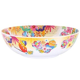 Les Jardins de la Comtesse Grand Saladier en Mélamine - Perroquets de Bahia - 4L / Ø 31 cm - Multicolore - Service de Table de la Vaisselle Quasi-Incassable MelARTmine