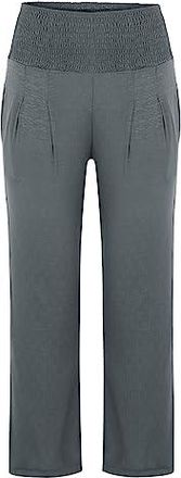 Generic Pantalon en Lin Femme, Ample Femme Pantacourt D&eacute;contract&eacute; &Eacute;lastique Chic &Eacute;t&eacute; Respirant Taille Haute Couleur Unie Pants Sportwear Casual Pantalons