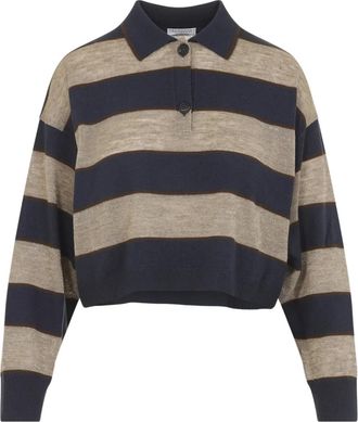 Brunello Cucinelli half-button polo top - Blau