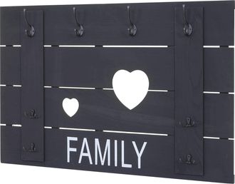 Mendler Wandgarderobe HWC-C89 Family, Garderobenpaneel Garderobe, Shabby-Look Vintage, 8 Haken 60x90cm - dunkelgrau, Shabby