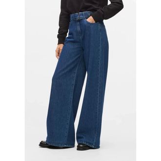 Karl Lagerfeld Femme, Jeans, Bleu, Taille: W29 Wide Cotton Jeans with Buckle Belt