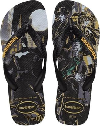 Havaianas Top Heróis DC, Bequeme, Robuste und Leichte Badelatschen mit Helden- und Schurken-Sohlen, Unisex Erwachsene, Schwarz Schwarz Gelb Narzisse, 41/42 EU