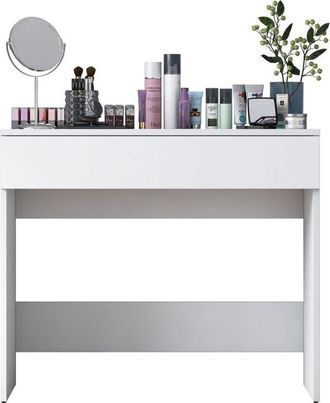 DRAWER Coiffeuse 1 tiroir en bois L90cm - Blanc - Auri