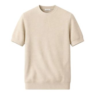 Paolo Pecora Homme, Pulls, Beige, Taille: 2XL Tricot Textur&eacute; &agrave; Manches Courtes