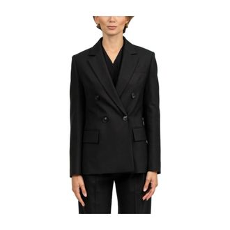 Tela Femme, Vestes, Noir, Taille: 40 FR Veste Noire Double-Breasted Laine