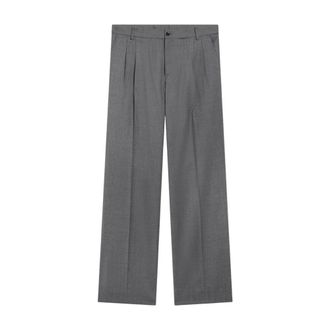Dolce & Gabbana Melange Flanell Anzughose mit Bundfalte - - Trousers - Herren - Grau - L