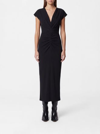 Isabel Marant Robe fourreau midi en viscose avec drap&eacute; et col en V