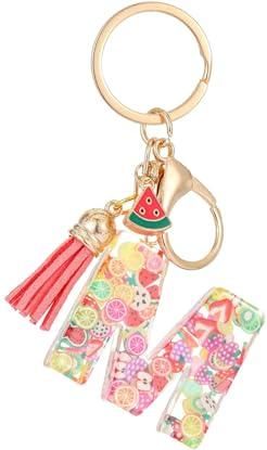 Generic Porte-cl&eacute;s en r&eacute;sine avec 26 lettres et pampille past&egrave;que Sifflet cr&eacute;atif Dragonne, m, taille unique