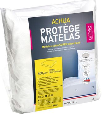 Linnea Linnea - Protège matelas molleton achua Bonnet de 30 cm Drap housse 130x190 cm