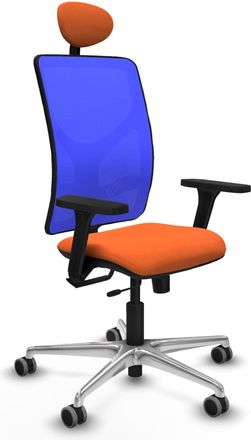 Piqueras y Crespo Sicherheitsstuhl mit 3D-Armen, h&ouml;henverstellbarer Lendenwirbelst&uuml;tze und festem Kopfteil, ausgestattet mit Syncro/Traslack und Schneideschaum, Blau/Or