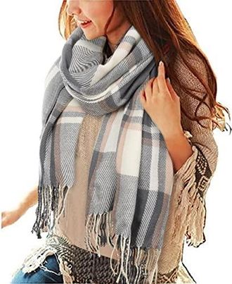 Heekpek Grande Taille Femme Homme Echarpe Hiver Chaud en Cachemire Imitation Carreaux Doux &eacute;charpe &eacute;pais Pull Ch&acirc;le Mode &eacute;charpe Fra&icirc;che Cadeau Unisexe Cadeau