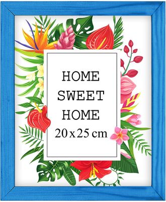 MG Design Blau Bilderrahmen 20 x 25 cm - Aus echtem Holz mit Acrylglas, zum Aufhängen & Aufstellen, für Fotos, Poster & Puzzle