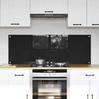 vidaXL K&uuml;chenr&uuml;ckwand Schwarz 70 x 50 cm Geh&auml;rtetes Glas vidaXL