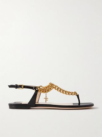 Tom Ford Zenith Slingback-zehensandalen Aus Leder Mit Verzierung - Schwarz