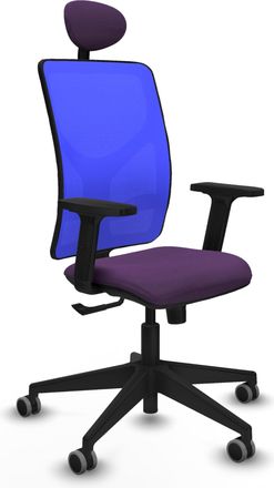 Piqueras y Crespo B&uuml;rostuhl Parkett mit 2D-Armlehnen, h&ouml;henverstellbarer Lendenwirbelst&uuml;tze und festem Kopfteil, ausgestattet mit 3 Positionen und Schneideschaum, Blau/