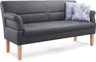 Cavadore 2,5-Sitzer Kira, Sitzbank für Küche, Esszimmer oder Wohnküche in Büffellederoptik, Inkl. Armteilverstellung und Federkern, 168 x 94 x 81, Mikrofaser: 