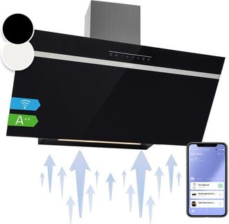 Klarstein Klarstein - Dunstabzugshaube 90 cm Umluft/Abluft, Dunstabzugshaube Schwarz mit Sp&uuml;hlmaschinenfestem Filter, Dunstabzug Schr&auml;g mit 514m&sup3;/h Luftstrom