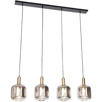 QAZQA Zuzanna - led Dimmable Suspension multiples variateur inclus - 4 lumi&egrave;re - l 120 cm - Noir et Or - Design - &eacute;clairage int&eacute;rieur - Salon i Chambre i