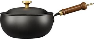 Generico Casserole antiadh&eacute;sive, batterie de cuisine en fer, poign&eacute;e en bois, passe au four, fournitures de cuisine pour la maison, lappartement, le camping, l