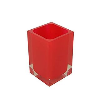 Gedy Auckland Porte-brosse à dents de salle de bain rouge, dimensions et poids : 11 x 7,2 x 7,2 cm et 0,29 kg, porte-brosse à dents en résine transparente 