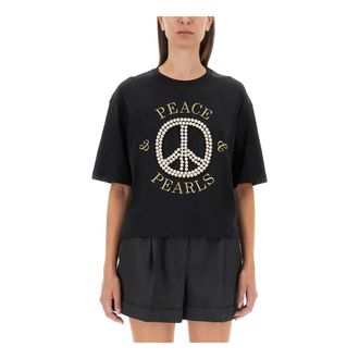 Moschino Femme, Tops, Noir, Taille: 40 FR T-shirt &agrave; col rond