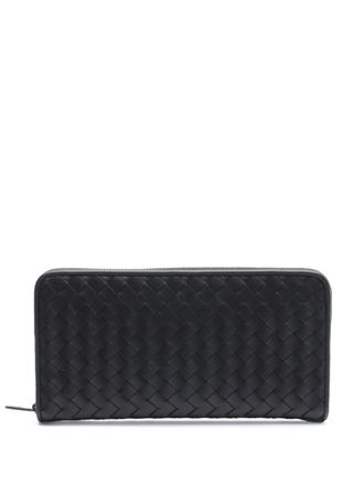 Bottega Veneta portefeuille continental Intrecciato Wallet en cuir Nappa (2012-2025) - Noir
