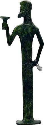 Generic Dionysos Bacchus h&auml;lt eine Tasse Wein Griechischer Gott des Weins Echte Bronze Flache Statue