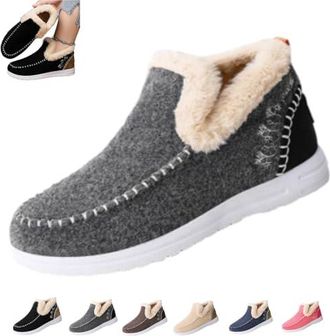 Generic Bottes orthop&eacute;diques confortables en polaire &agrave; enfiler, chaussures plates antid&eacute;rapantes avec doublure en peluche chaude pour femme, bottines dhiver c