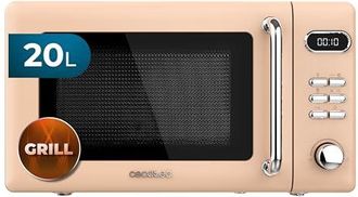 Cecotec Digitale Mikrowelle mit Grill Proclean 5110, 20 l, Retro-Beige, 700 W in 5 Stufen, Timer bis zu 60 Minuten, 8 Programme und Auftaumodus, Vintage-Desig