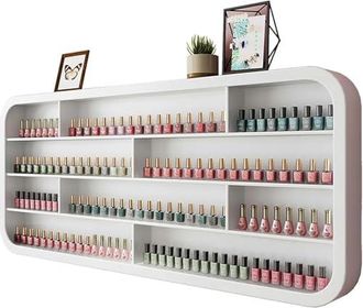 Generic Armoire de rangement murale pour vernis &agrave; ongles en bois blanc pour parfum, huiles essentielles, spa &agrave; domicile, salon de manucure et magasins (taille