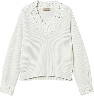 Twin-Set Bestickter Pullover - Wei&szlig;