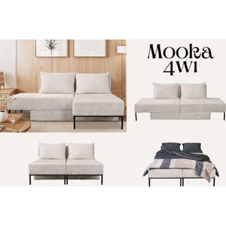 KAISER Ecksofa mit schlaffunktion, Sofa, Betten, Liegestuhl, mooka 4in1-Multifunktions-System, stoff Velo