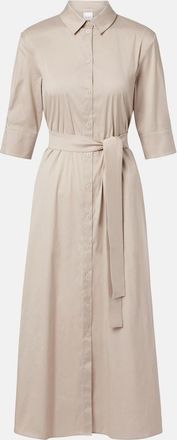 Max Mara Robe midi Cognac en coton m&eacute;lang&eacute;